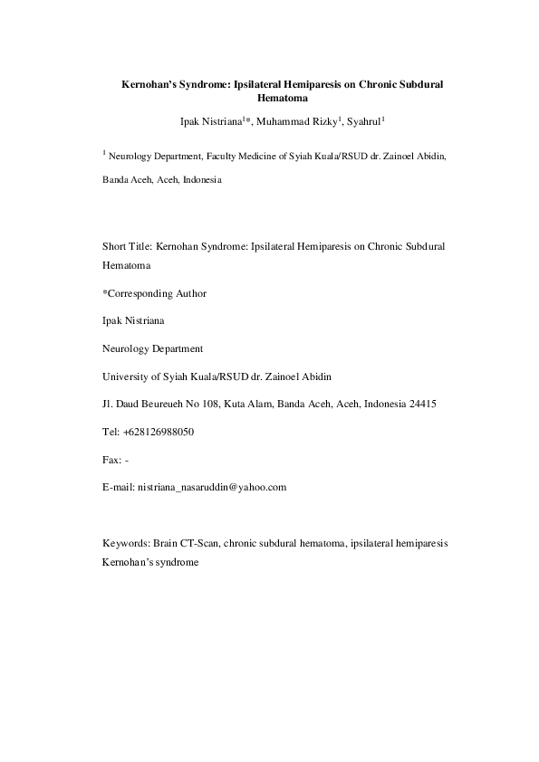 (DOC) Kernohan syndrome on chronic subdural hematom | Muhammad Rizky ...