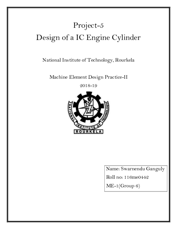 (PDF) Design of an Internal Combustion Engine Cylinder, National ...