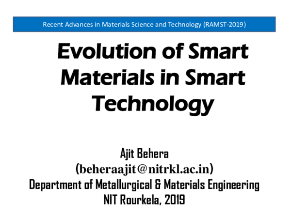 (PDF) Evolution of Smart Materials in Smart Technology