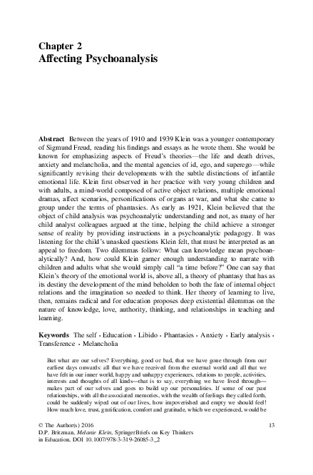 (PDF) Chapter 2. "Affecting Psychoanalysis"