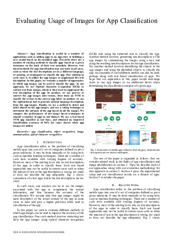 (PDF) Evaluating Usage of Images for App Classification