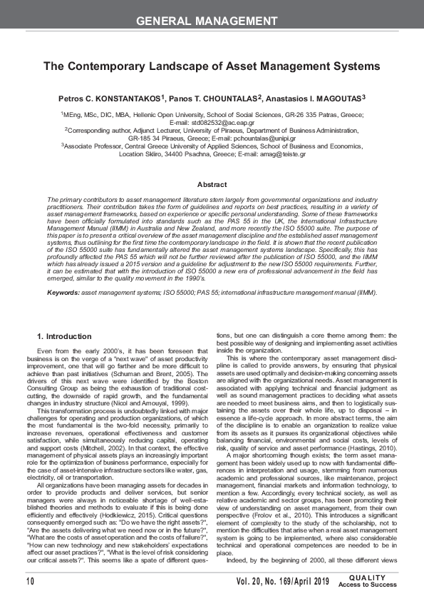 (PDF) The contemporary landscape of asset management systems