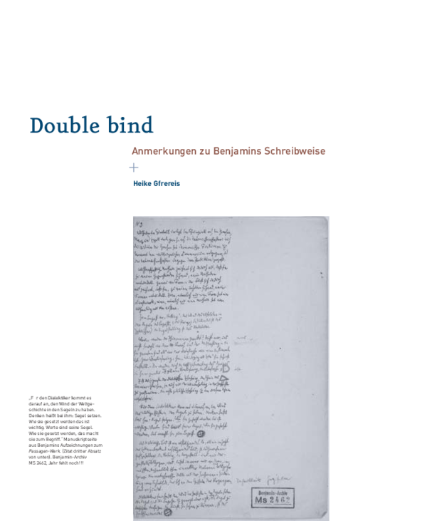(PDF) Double bind Anmerkungen zu Benjamins Schreibweise