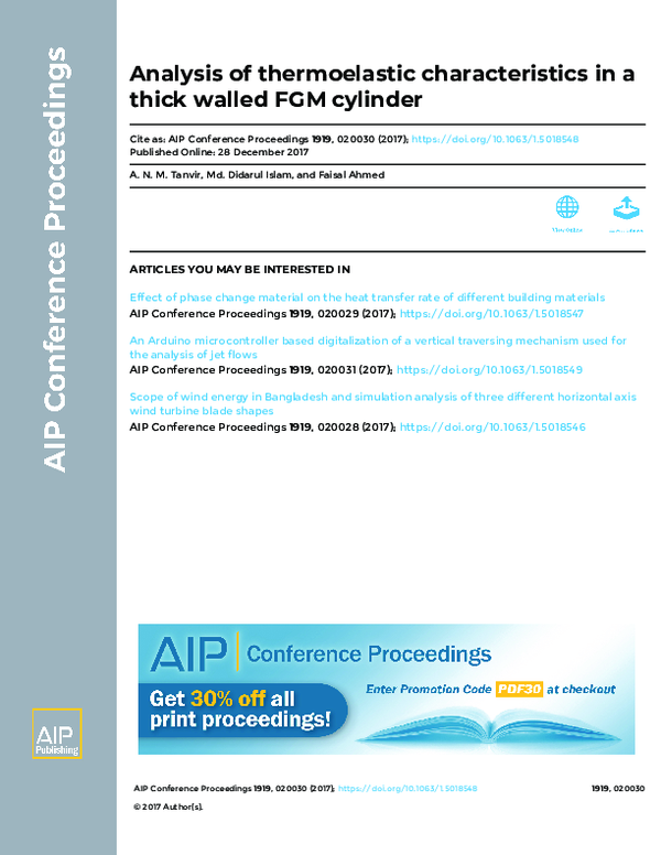 Pdf Analysis Of Thermoelastic Characteristics In A Thick Walled Fgm Cylinder