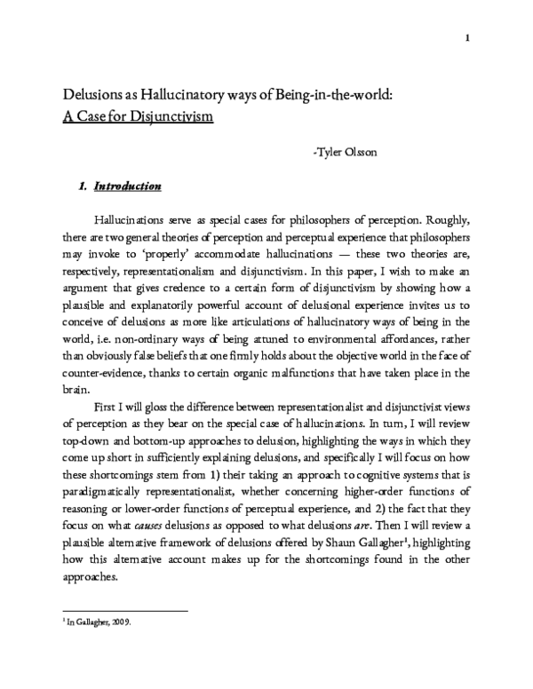 (PDF) Delusions as Hallucinatory ways of Being-in-the-world: A Case for ...