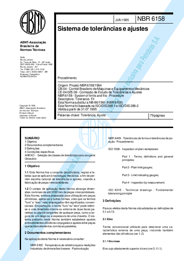(PDF) NBR 6158 - Sistemas de tolerâncias e ajustes