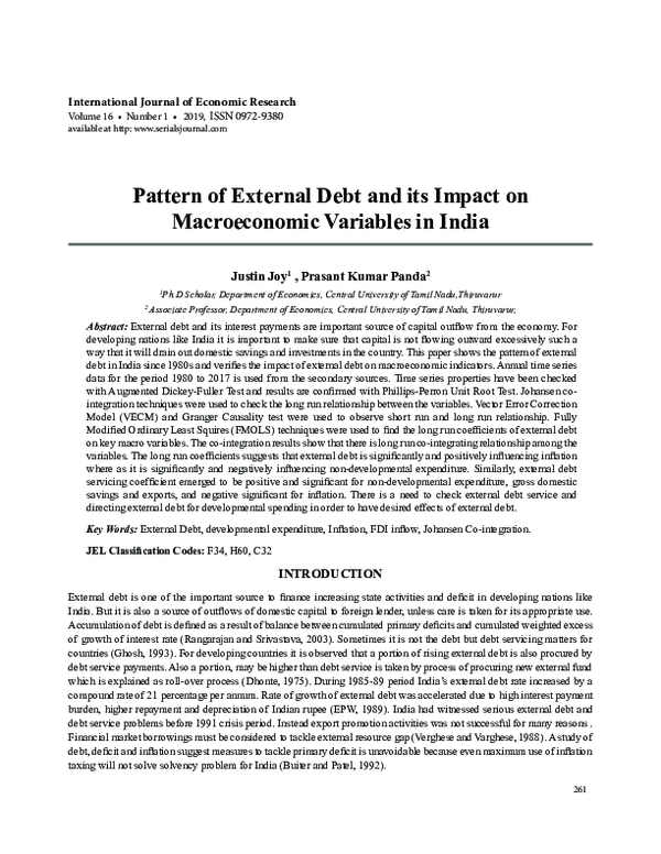 (PDF) Pattern of External Debt and its Impact on Macroeconomic ...