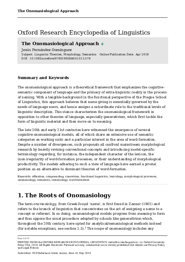 (PDF) Onomasiological approach