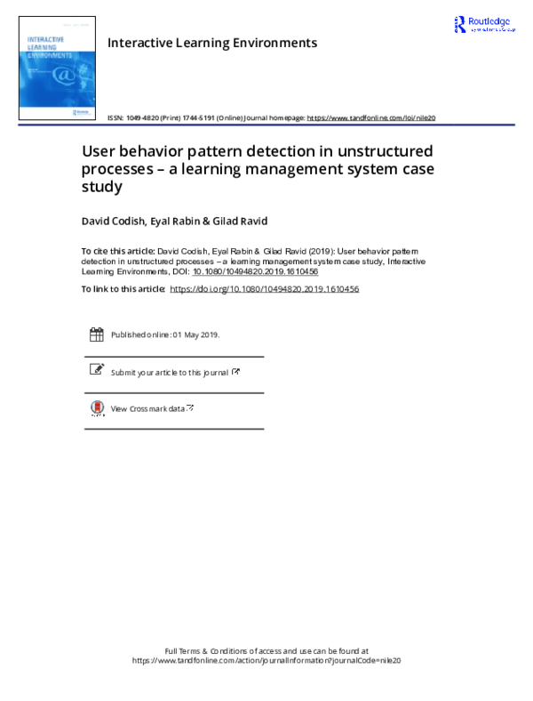 (PDF) Interactive Learning Environments User behavior pattern detection in unstructured ...