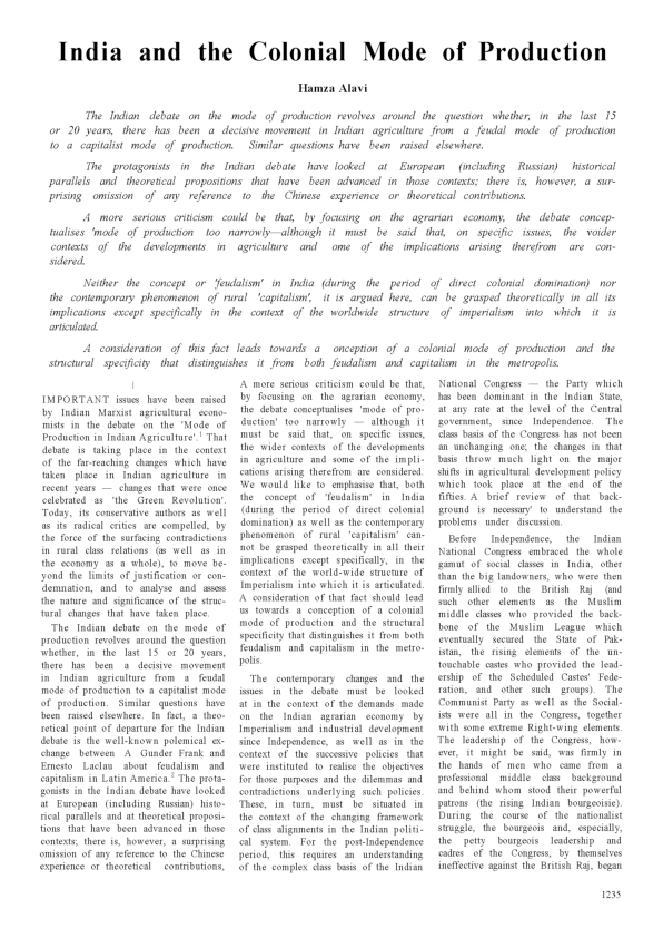 (PDF) India and the Colonial Mode of Production