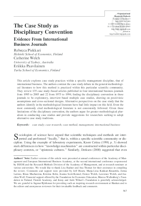 (PDF) The Case Study as Disciplinary Convention Evidence From ...