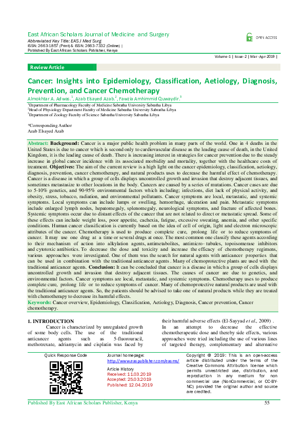 (PDF) Cancer: Insights into Epidemiology, Classification, Aetiology ...