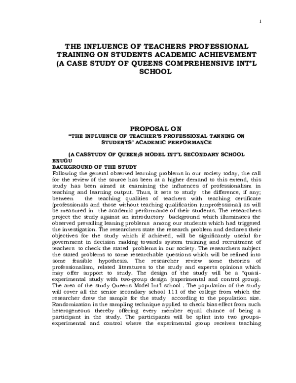 (DOC) THE INFLUENCE OF TEACHERS PROFESSIONAL TRAINING ON STUDENTS ...