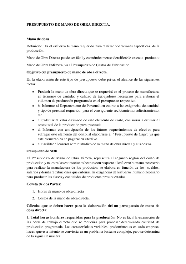 (DOC) PRESUPUESTO DE MANO DE OBRA DIRECTA