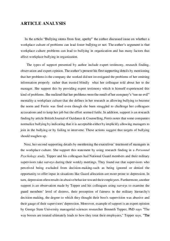 (DOC) ARTICLE ANALYSIS