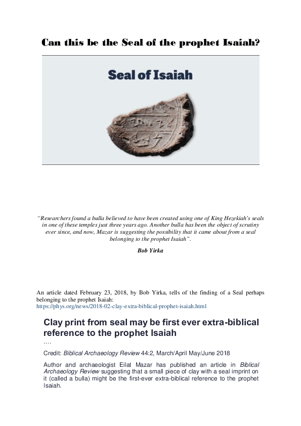 (DOC) Can this be the Seal of the prophet Isaiah?