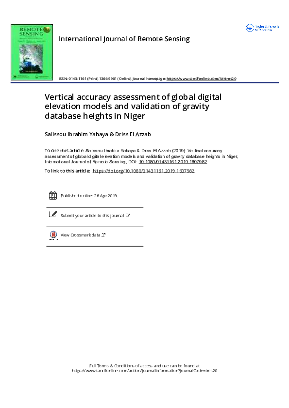 Pdf Vertical Accuracy Assessment Of Global Digital Elevation Models And Validation Of Gravity