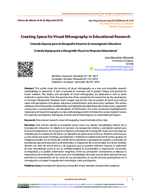 (PDF) Creating Space for Visual Ethnography in Educational Research