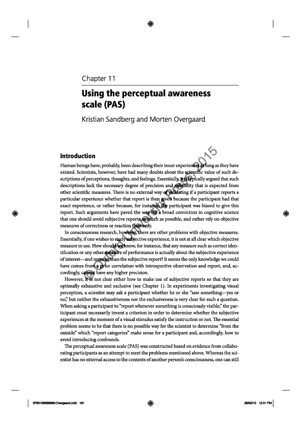 (PDF) Using the perceptual awareness scale (PAS)