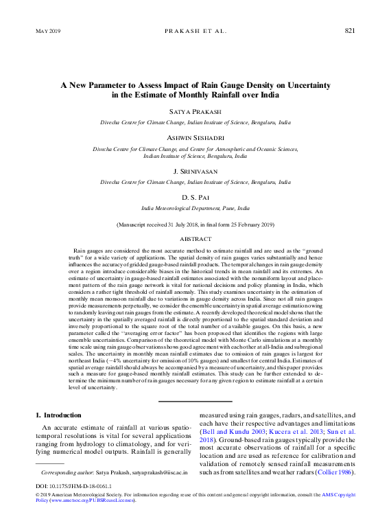 (PDF) A New Parameter to Assess Impact of Rain Gauge Density on ...