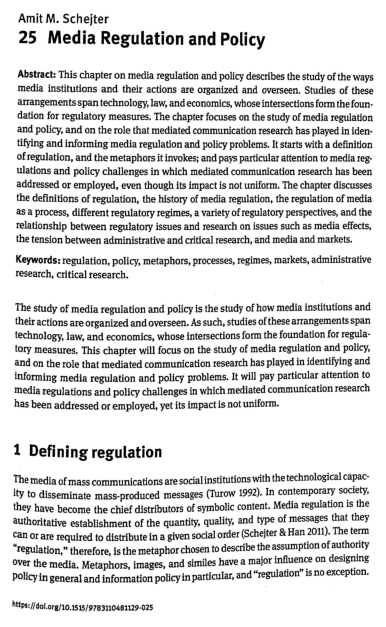 (PDF) Media Regulation and Policy