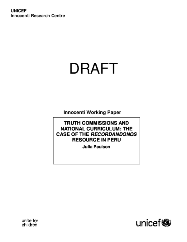(PDF) Truth commissions and national curriculum: The case of the ...