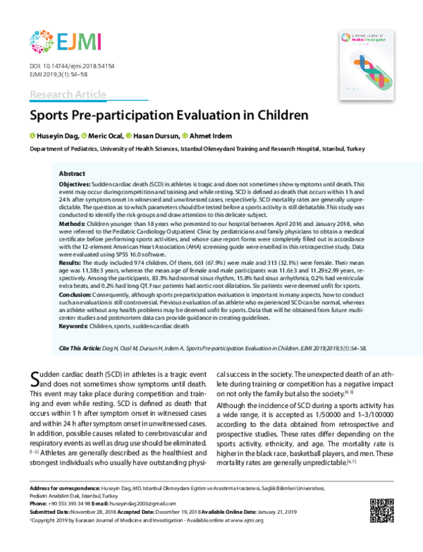 (PDF) Sports Pre-participation Evaluation in Children