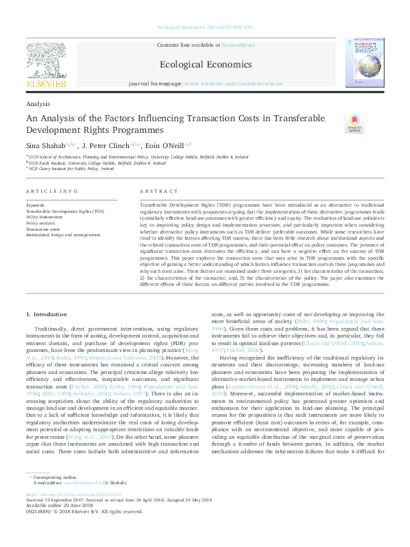 (PDF) An Analysis of the Factors Influencing Transaction Costs in ...