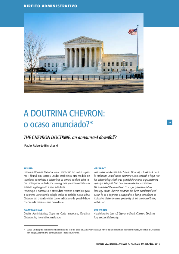 (PDF) A DOUTRINA CHEVRON: o ocaso anunciado?* THE CHEVRON DOCTRINE: an ...