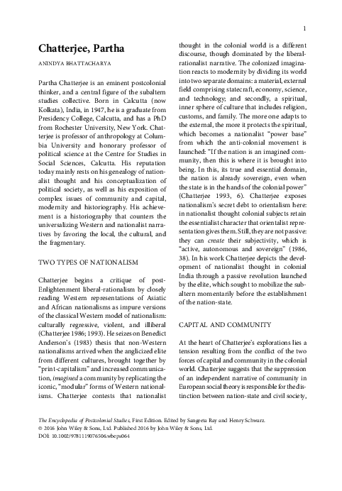 (PDF) Partha Chatterjee