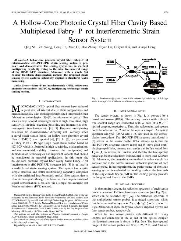 (PDF) A hollow-core photonic crystal fiber cavity based multiplexed Fabry–Pérot interferometric ...