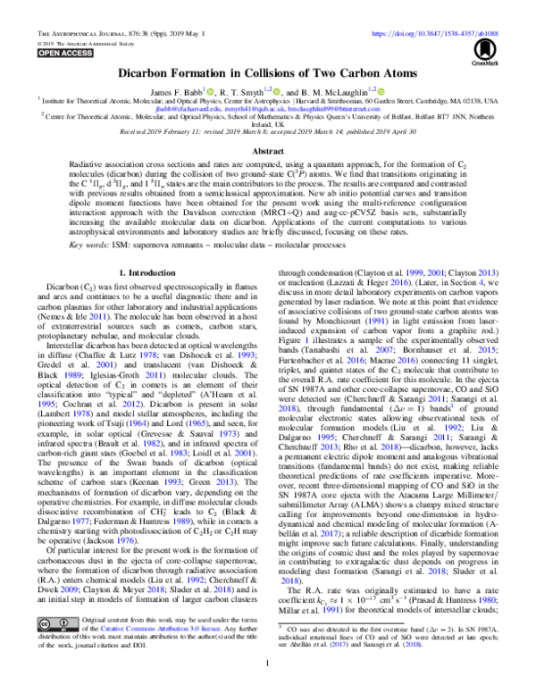 (PDF) Dicarbon Formation in Collisions of Two Carbon Atoms