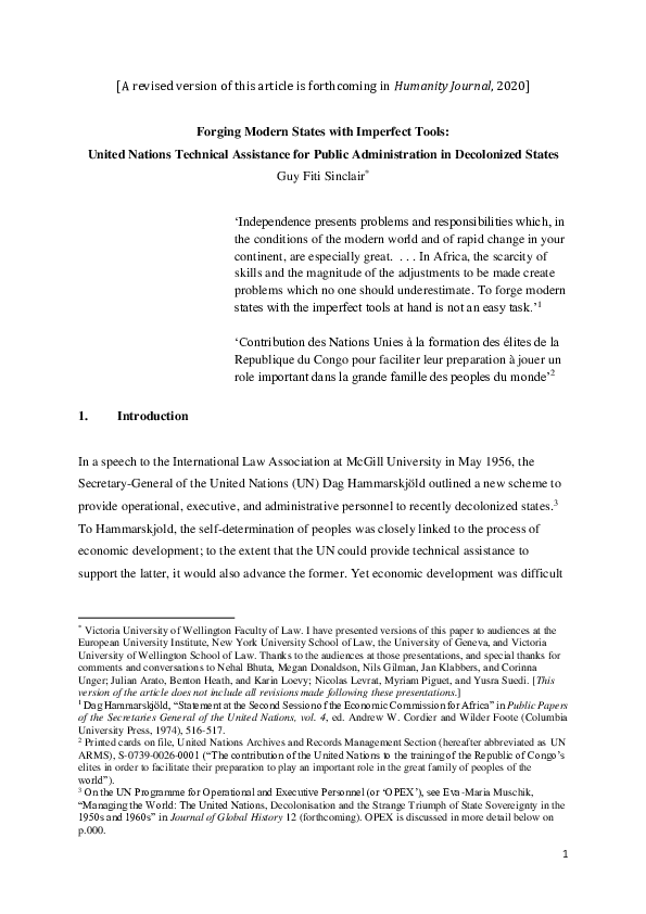 (PDF) Forging Modern States with Imperfect Tools: United Nations ...