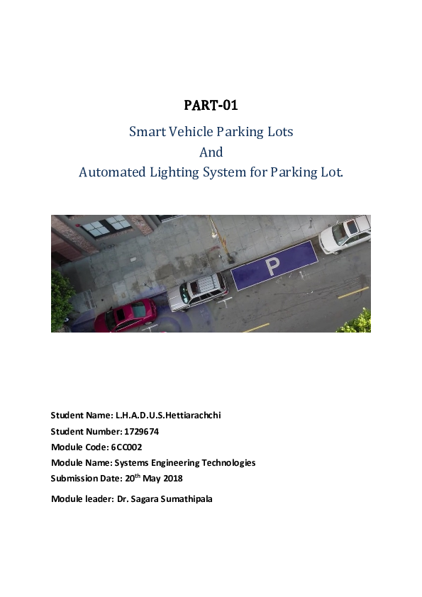 (PDF) Smart Vehicle Parking Lots And Automated Lighting System for ...