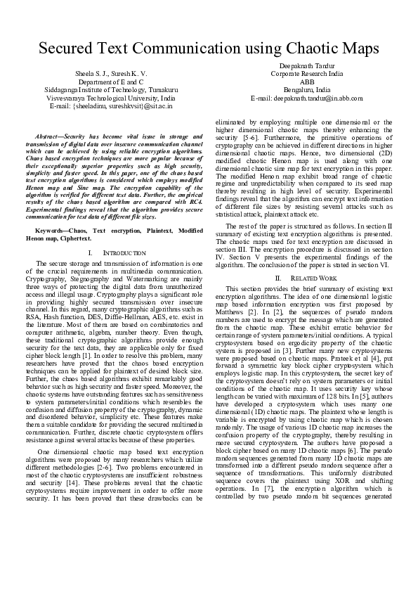 (PDF) Secured Text Communication using Chaotic Maps