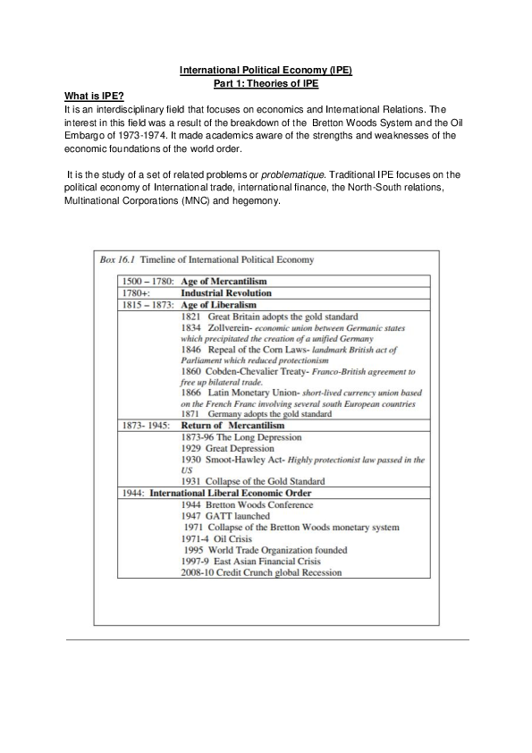 (DOC) What is IPE and its theories