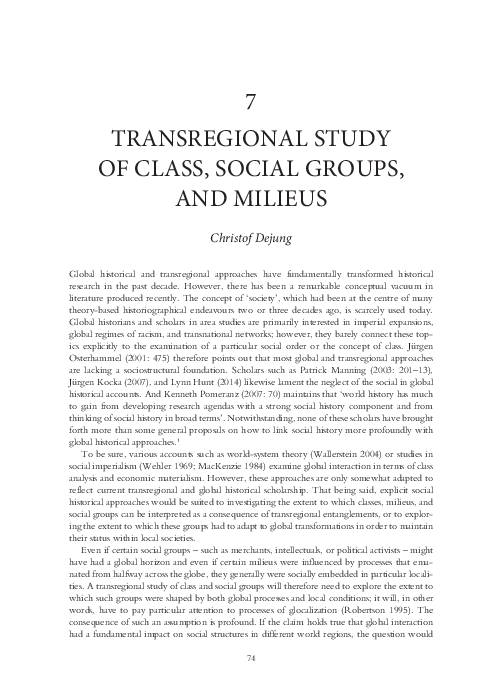 (PDF) Transregional Study Of Class, Social Groups, and Milieus