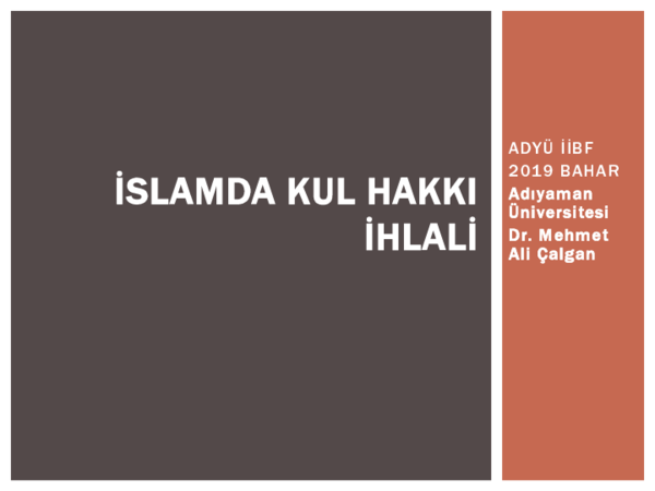 (PDF) İSLAMDA KUL HAKKI İHLALİ