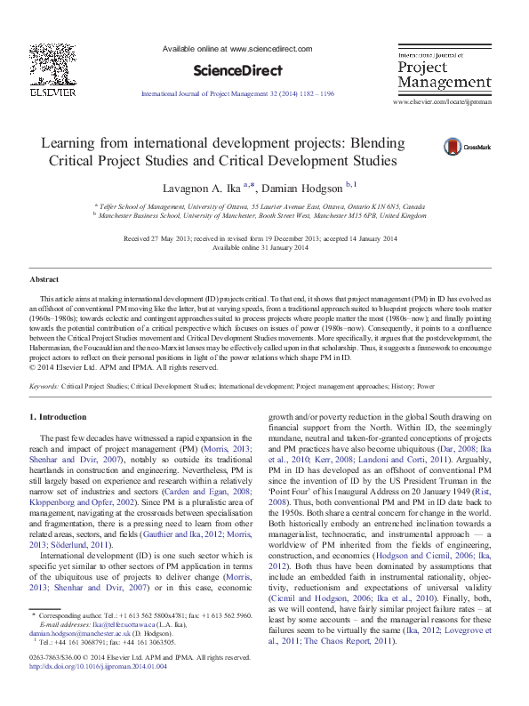 (PDF) Learning from international development projects: Blending ...