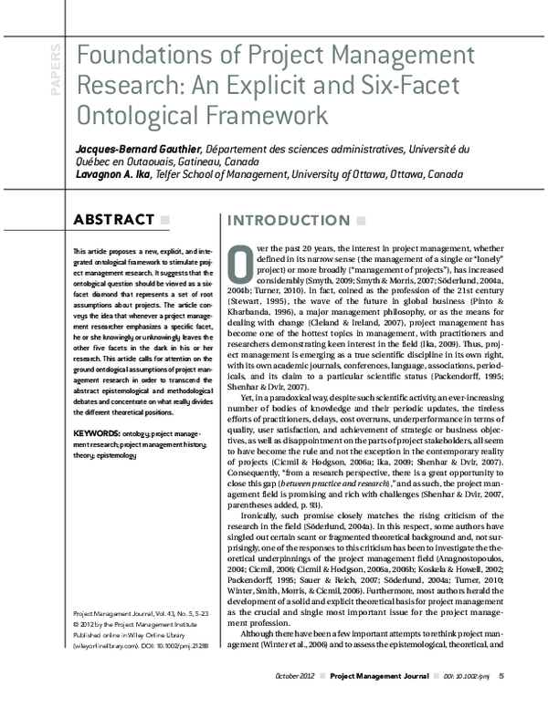 (PDF) Foundations of project management research: an explicit and six ...