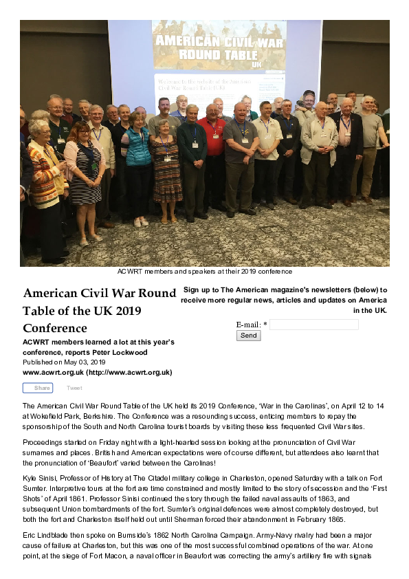 (PDF) American Civil War Round Table of the UK 2019 Conference