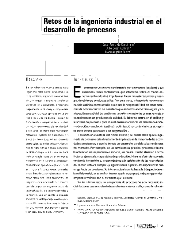 (PDF) Retos de la ingeniería industrial en el desarrollo de procesos ... (PDF) Retos de la ingeniería industrial en el desarrollo de procesos ...
