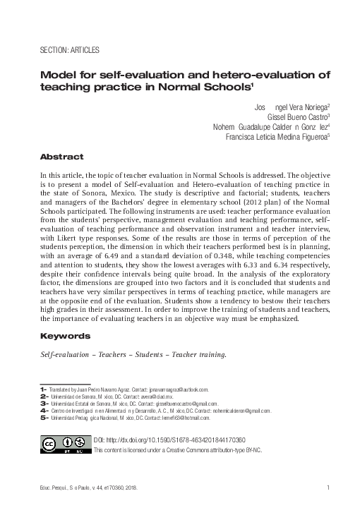 (PDF) Model for self-evaluation and hetero-evaluation of teaching ...