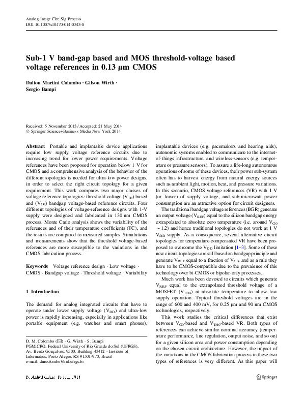 (PDF) Sub-1 V band-gap based and MOS threshold-voltage based voltage ...