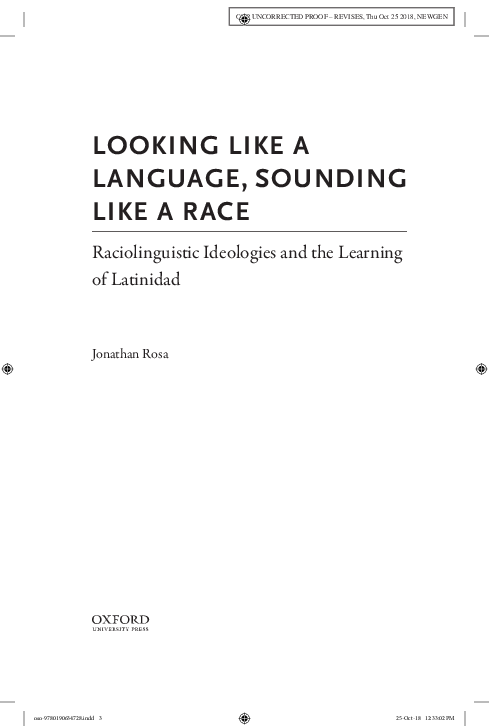 (PDF) Looking like a Language, Sounding like a Race: Raciolinguistic ...