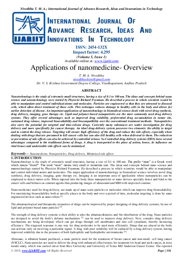 (PDF) Applications of nanomedicine-Overview