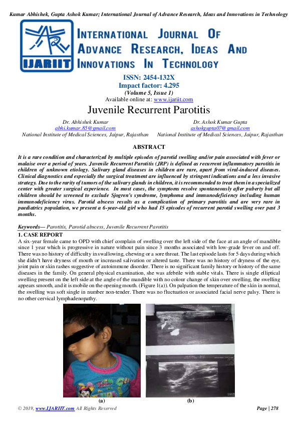 (PDF) Juvenile Recurrent Parotitis