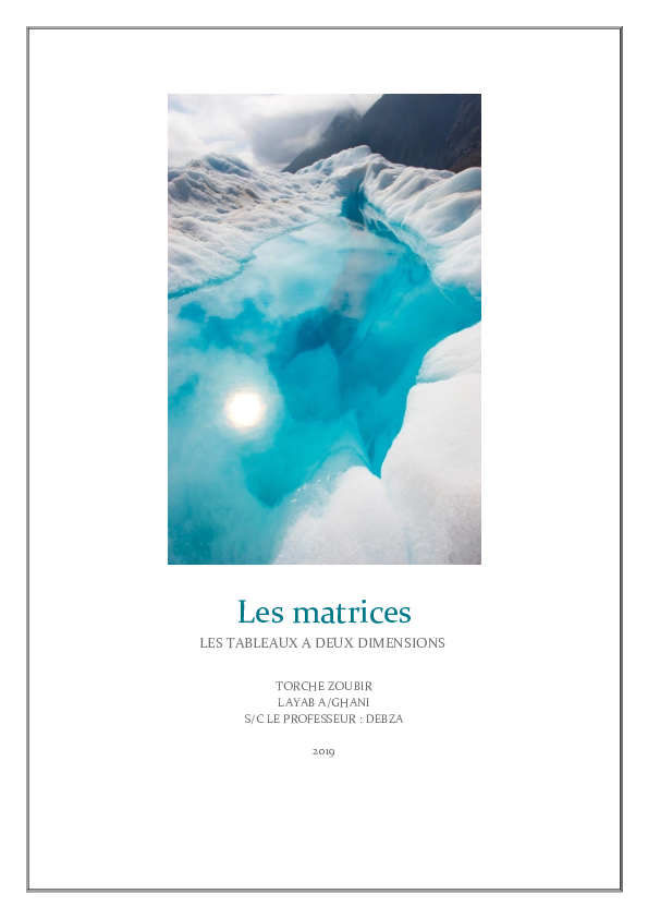 (DOC) Les matrices Les tableaux à deux dimensions