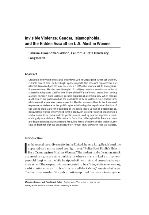 (PDF) Invisible Violence: Gender, Islamophobia, and the Hidden Assault ...