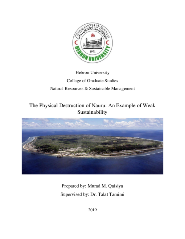 (DOC) The Physical Destruction of Nauru: An Example of Weak Sustainability